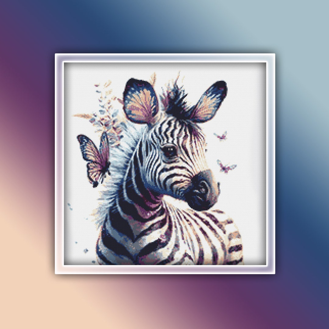 Zebra Cross Stitch Pattern 4 Instant PDF Download - Zebra Watercolor ...