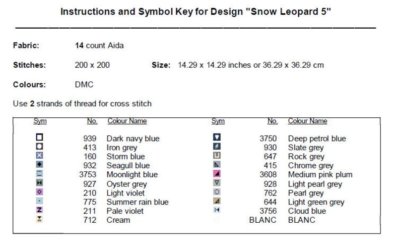 Snow Leopard Cross Stitch Pattern 5 Instant PDF Download - Leopard ...