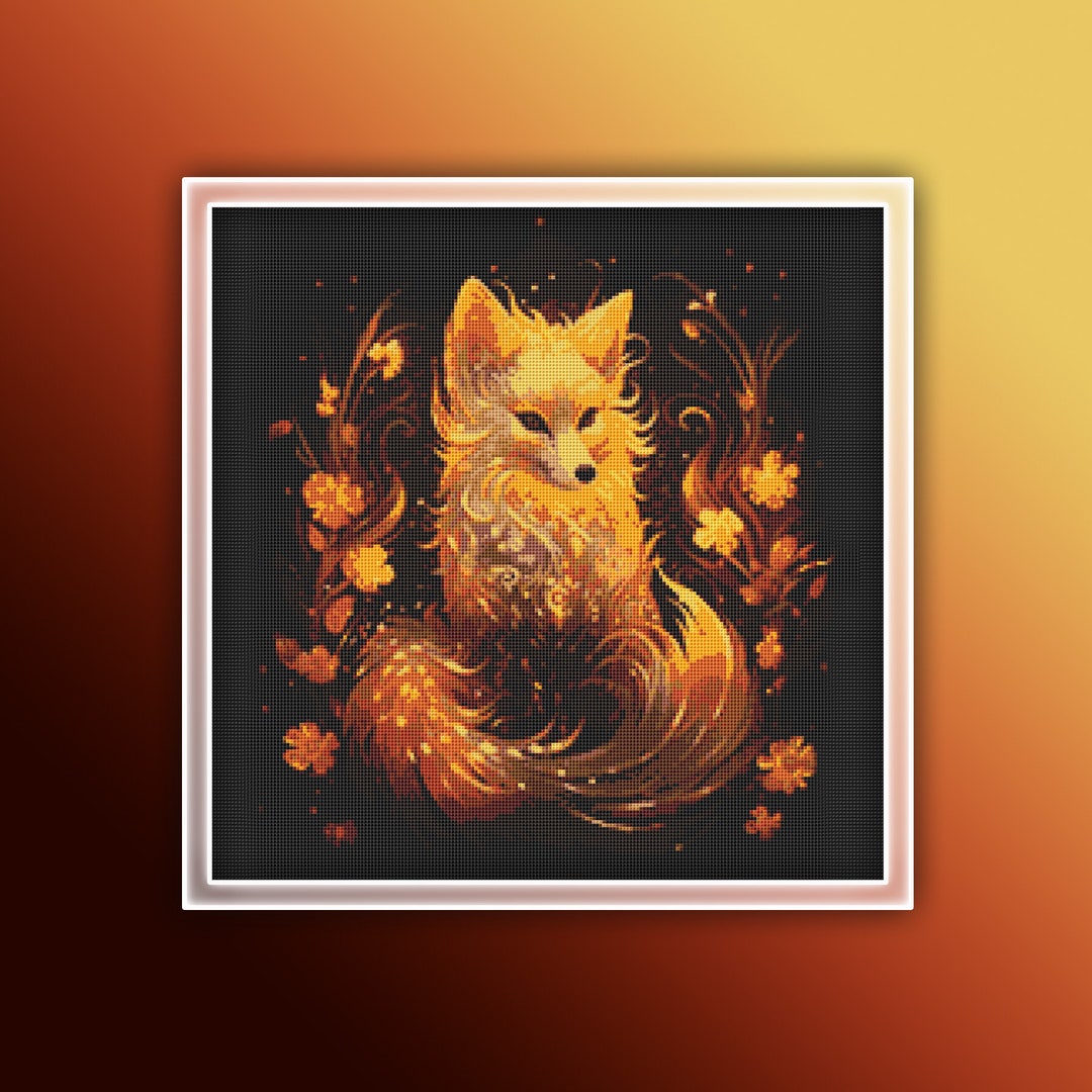 Orange Fox Cross Stitch Pattern 4 Instant PDF Download - Fox Watercolor Cross Stitch Pattern ...