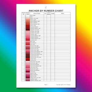 Anchor Thread Charts PDF Instant Download | Cross Stitch Chart ...