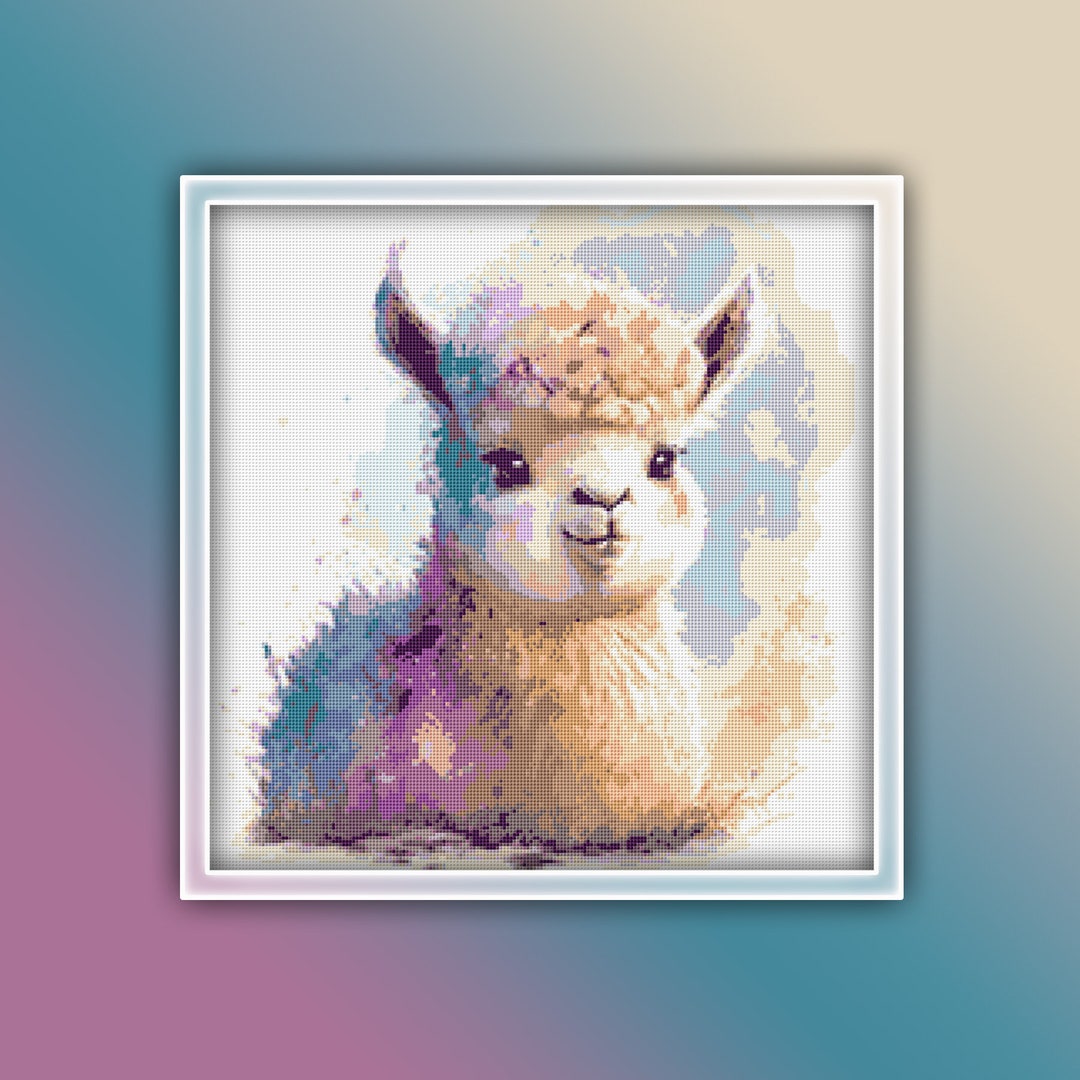 Llama Cross Stitch Pattern 13 Instant PDF Download - Llama Watercolor ...