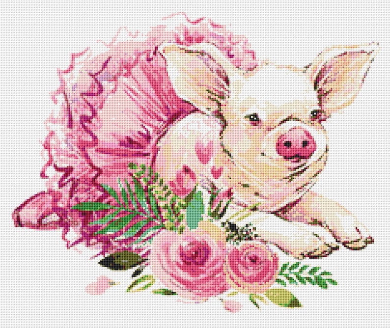 Pig Cross Stitch Pattern 3 Instant PDF Download Potbelly Pig | Etsy