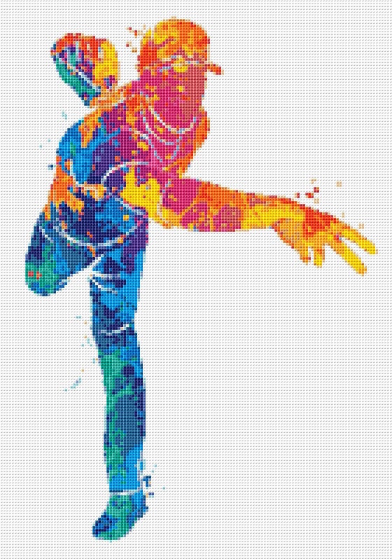 Baseball Player Cross Stitch Pattern 5 Instant PDF Download - Etsy