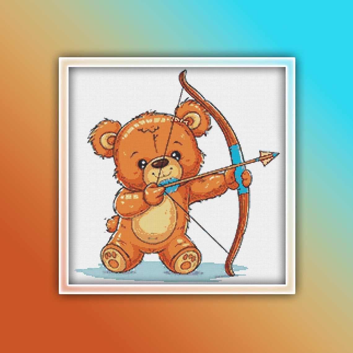 Teddy Bear Archer Cross Stitch Pattern 1 Instant PDF Download | Bow and ...