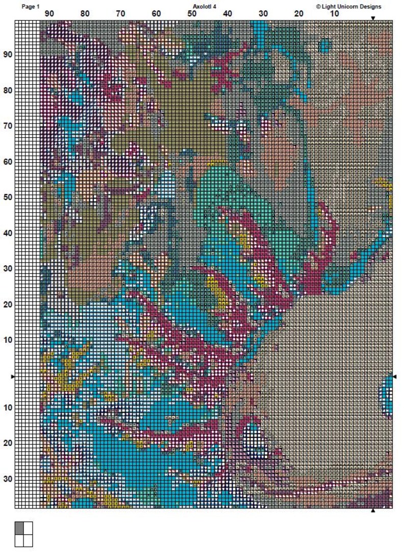 Axolotl Cross Stitch Pattern 4 Instant PDF Download - White and Pink ...