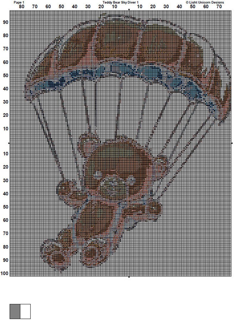 Teddy Bear Sky Diver Cross Stitch Pattern 1 Instant PDF Download | Sky ...