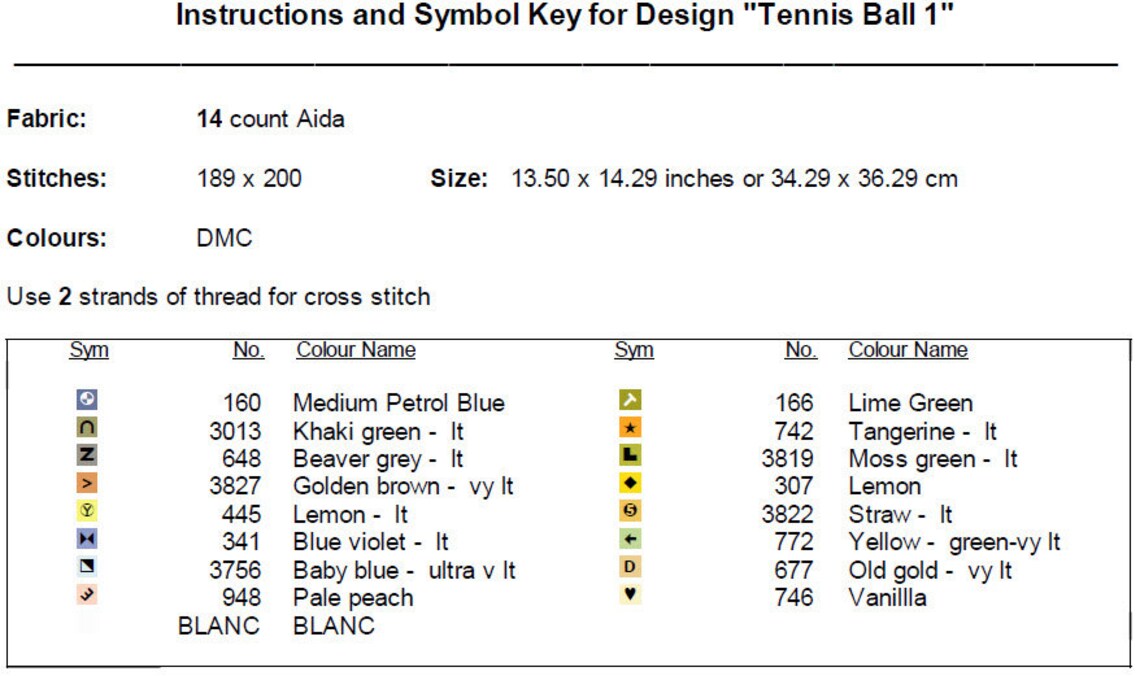 Tennis Ball Cross Stitch Pattern 1 Instant Download Instant | Etsy