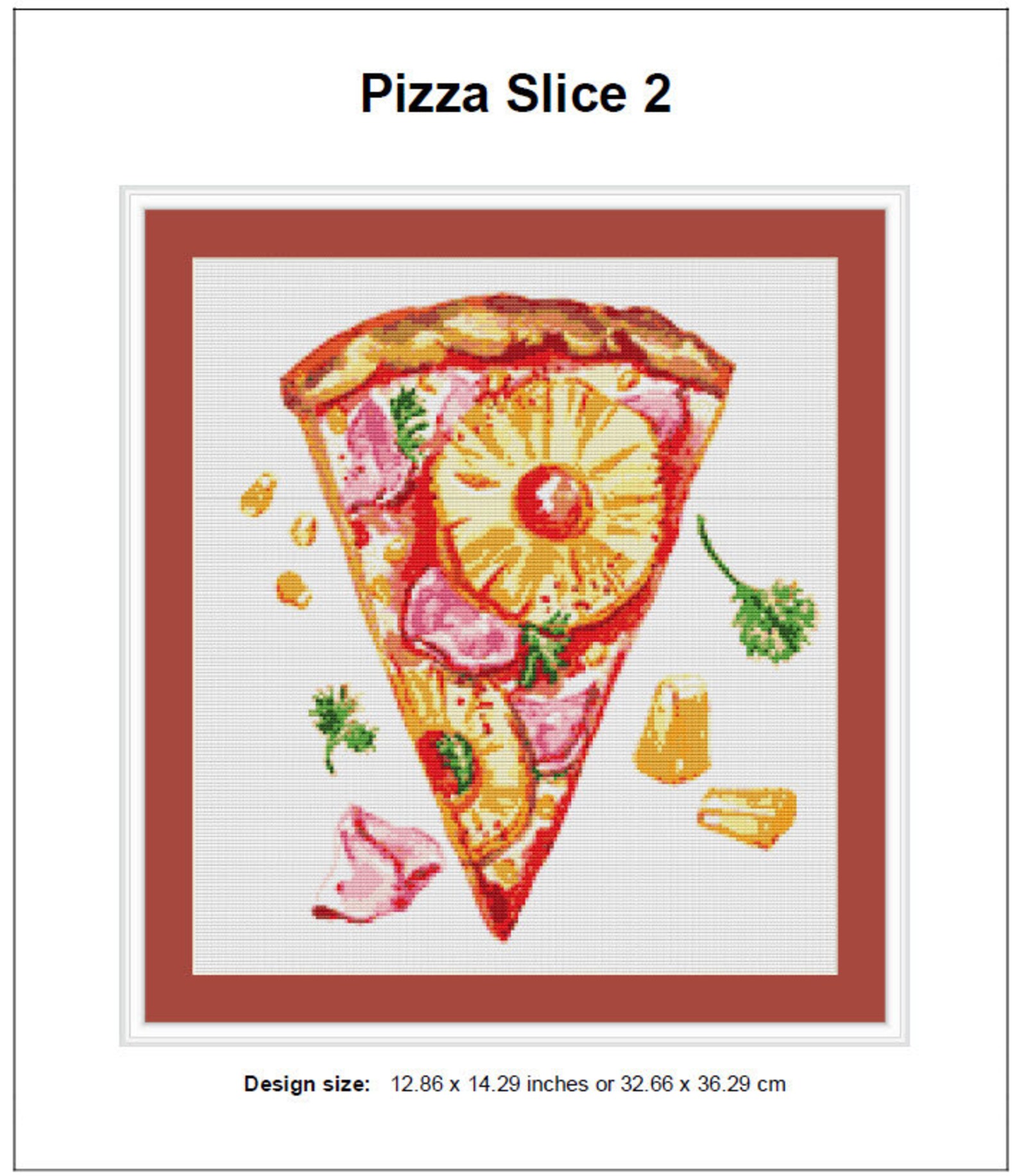Pizza Slice Cross Stitch Pattern 2 Instant PDF Download - Hawaiian ...