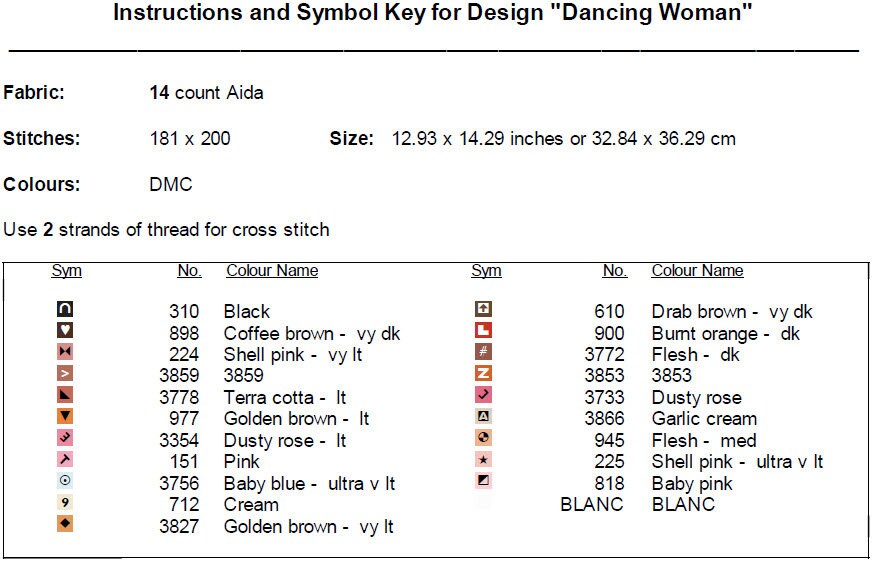 Dancing Woman Cross Stitch Pattern Instant PDF Download | Etsy