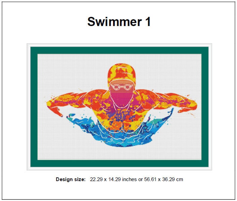 Swimmer Cross Stitch Pattern 1 Instant Download Instant PDF Download ...