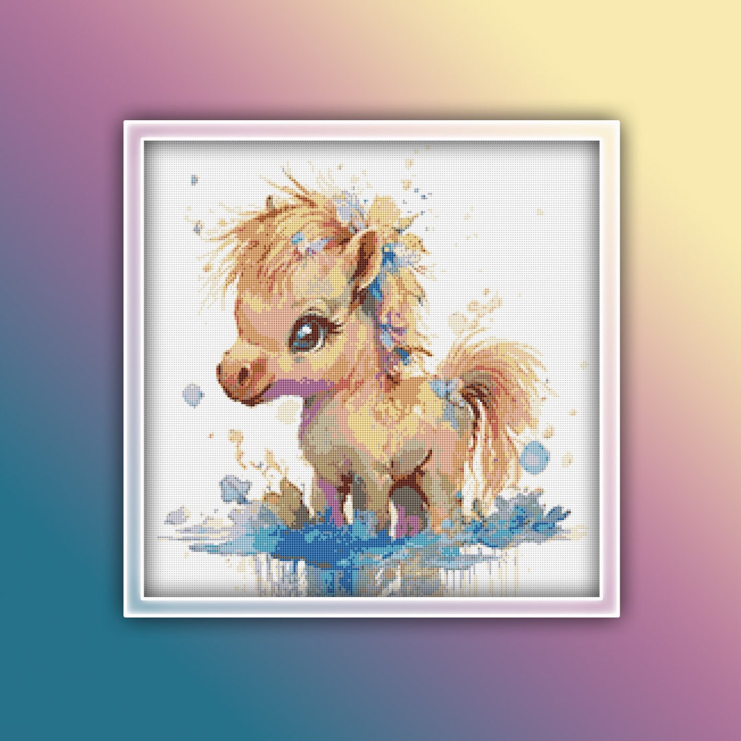 Pony Cross Stitch Pattern 7 Instant PDF Download - Horse Watercolor ...