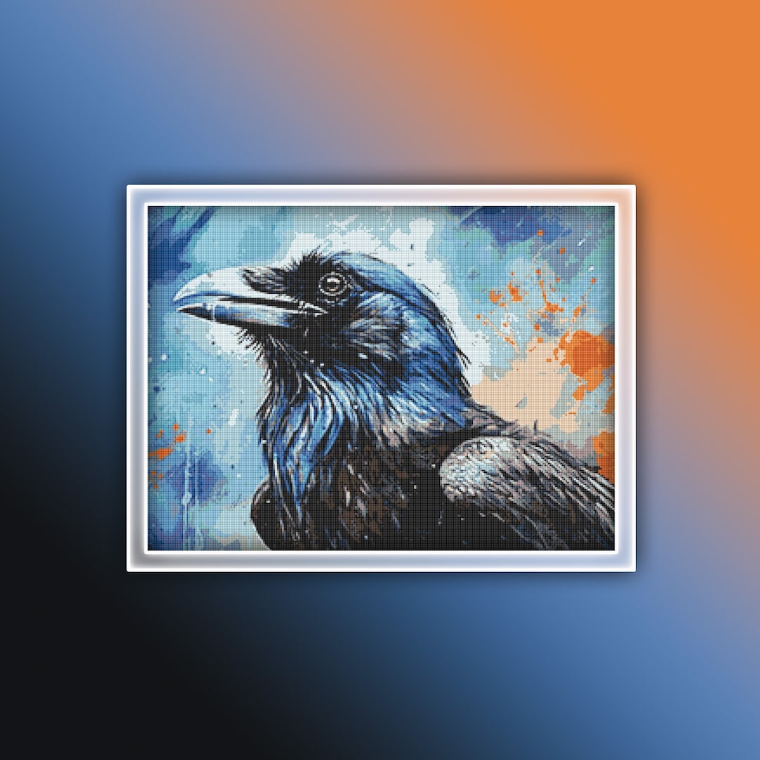 Raven Cross Stitch Pattern 3 Instant PDF Download - Raven Watercolor ...
