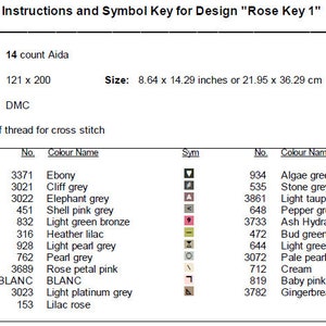 Rose Key Cross Stitch Pattern 1 Instant PDF Download - Roses Watercolor ...