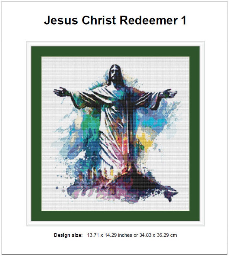 Jesus Christ Redeemer Cross Stitch Pattern 1 Instant PDF Download ...