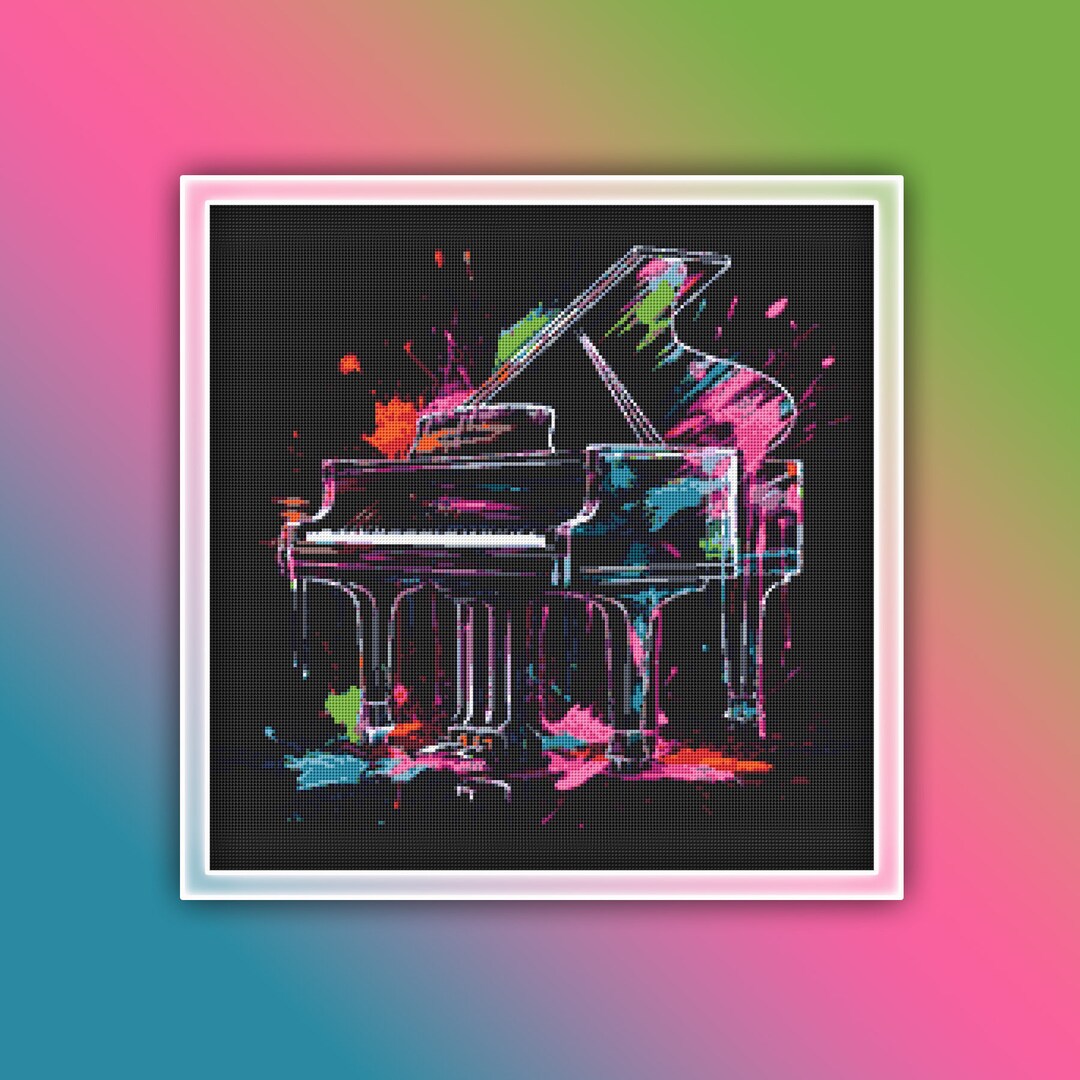 Piano Cross Stitch Pattern 8 Instant PDF Download - Music Watercolor ...
