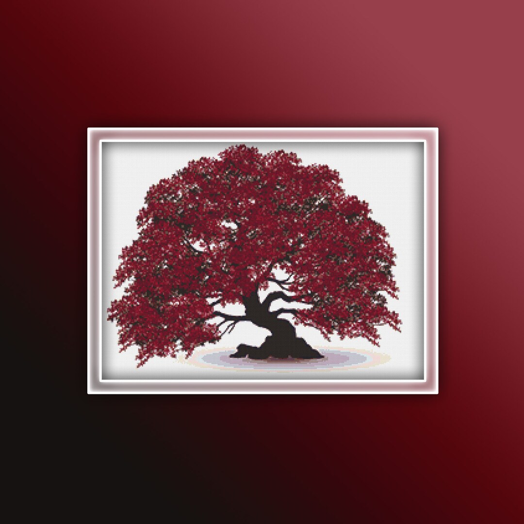 Red Tree Cross Stitch Pattern 3 Instant PDF Download | Spring Tree ...