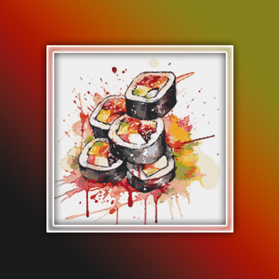 Sushi Cross Stitch Pattern 8 Instant PDF Download - Salmon Sushi ...
