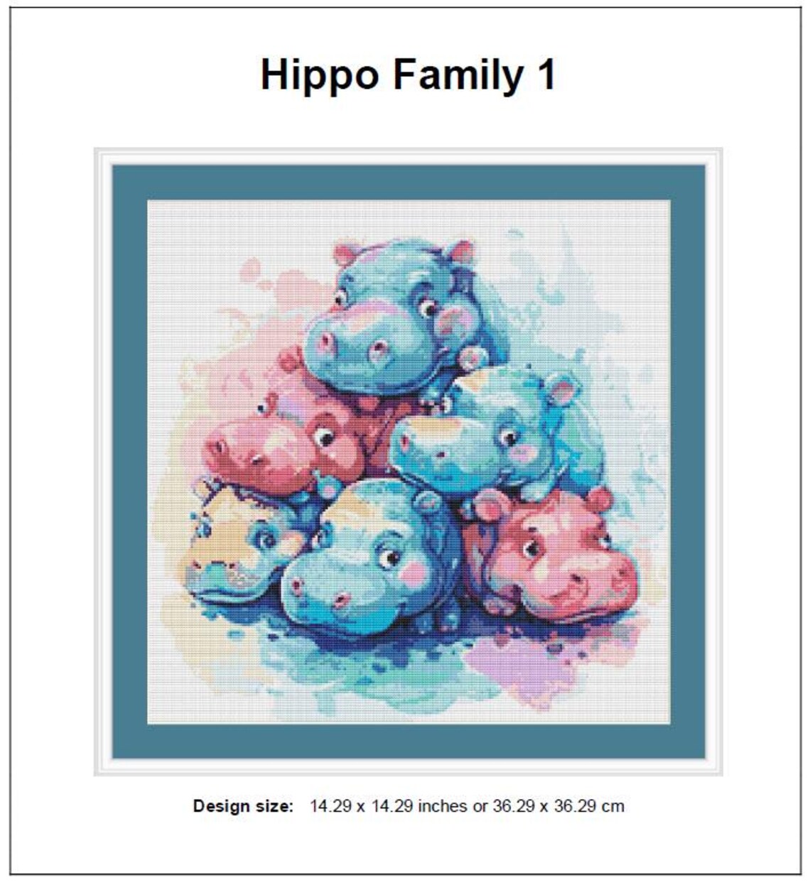 Hippo Family Cross Stitch Pattern 1 Instant PDF Download - Hippopotamus ...