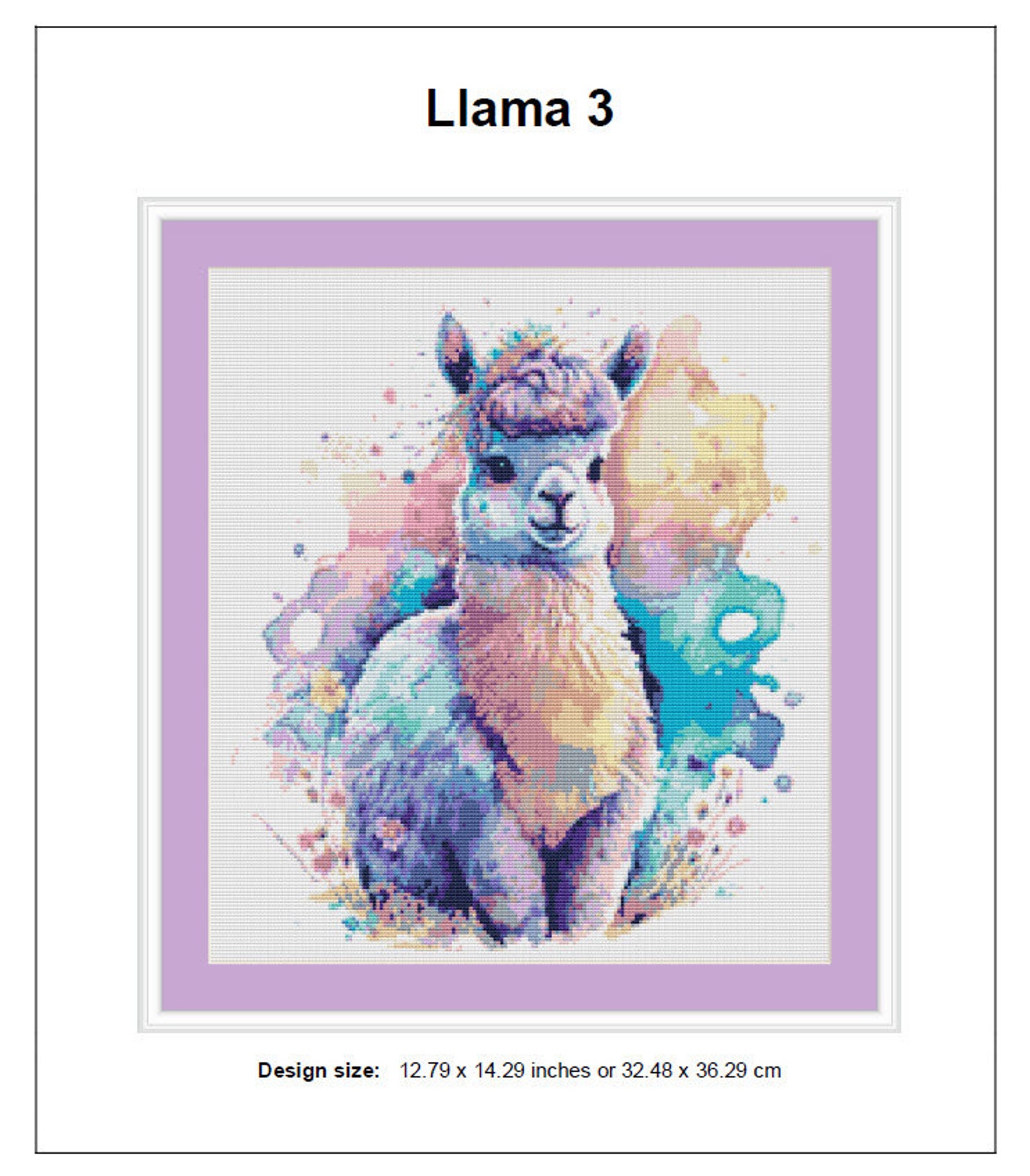 Llama Cross Stitch Pattern 3 Instant PDF Download - Llama Watercolor ...