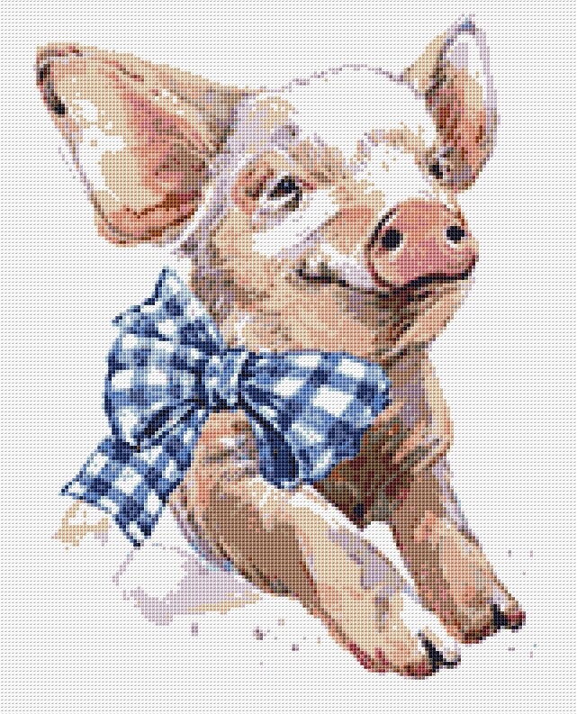 Pig Cross Stitch Pattern 4 Instant PDF Download Potbelly Pig | Etsy