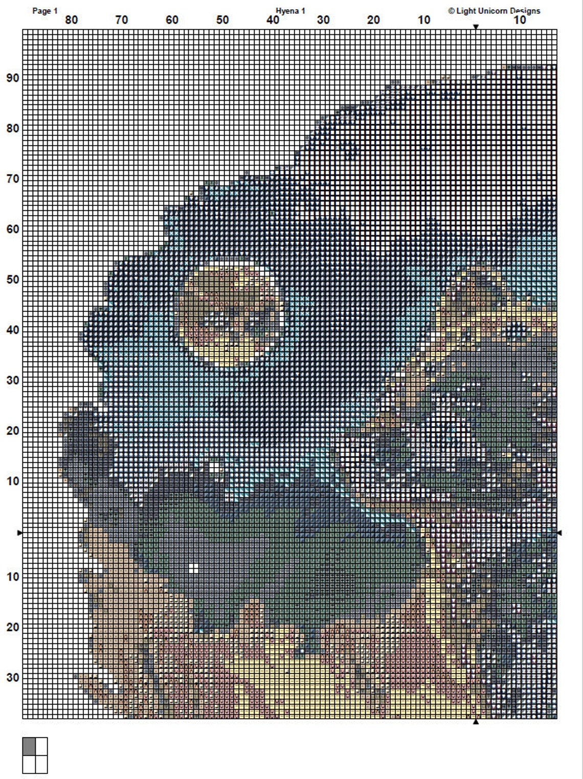 Hyena Cross Stitch Pattern 1 Instant PDF Download - Baby Hyena ...