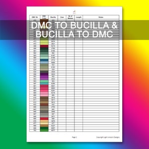 DMC to Bucilla Conversion Chart PDF Instant Download Cross - Etsy