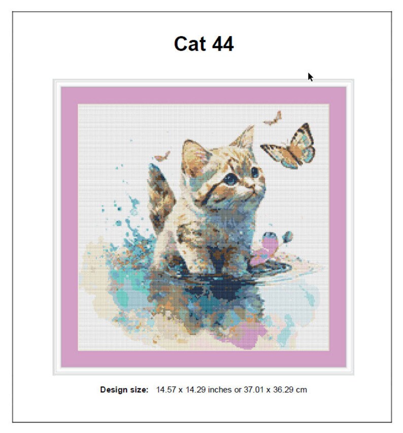 Cat Cross Stitch Pattern 44 Instant PDF Download - Kitty Watercolor ...
