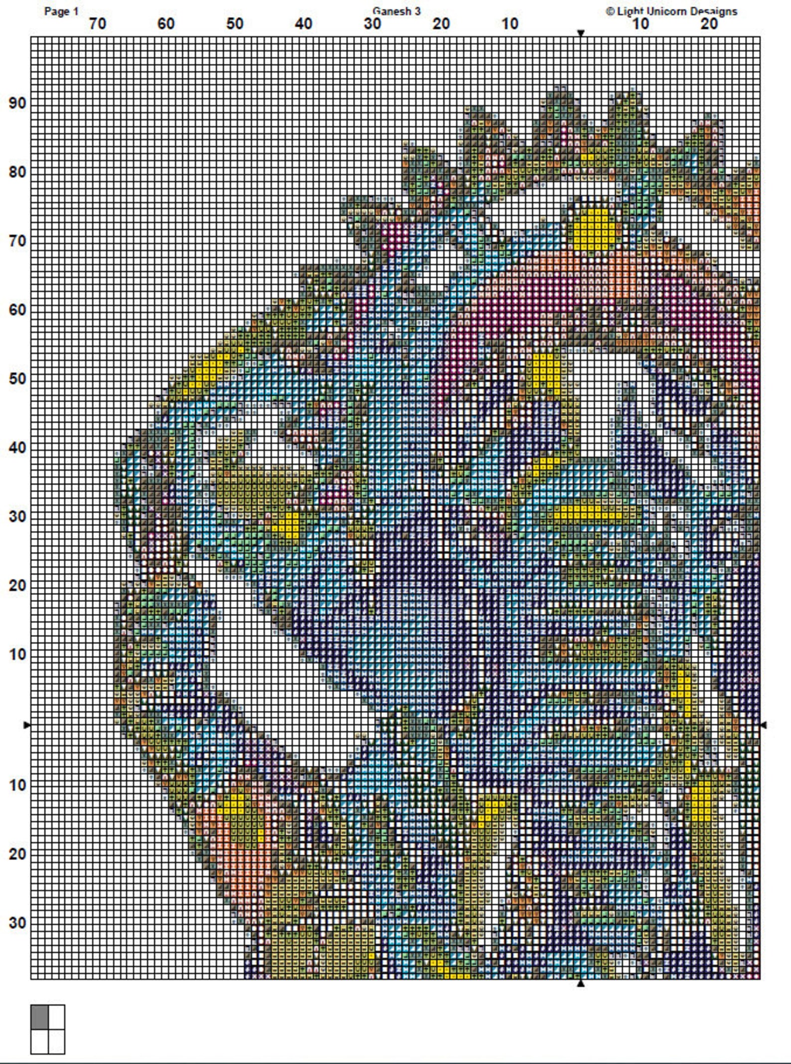 Ganesh Cross Stitch Pattern 3 Instant PDF Download - Ganesha Watercolor ...