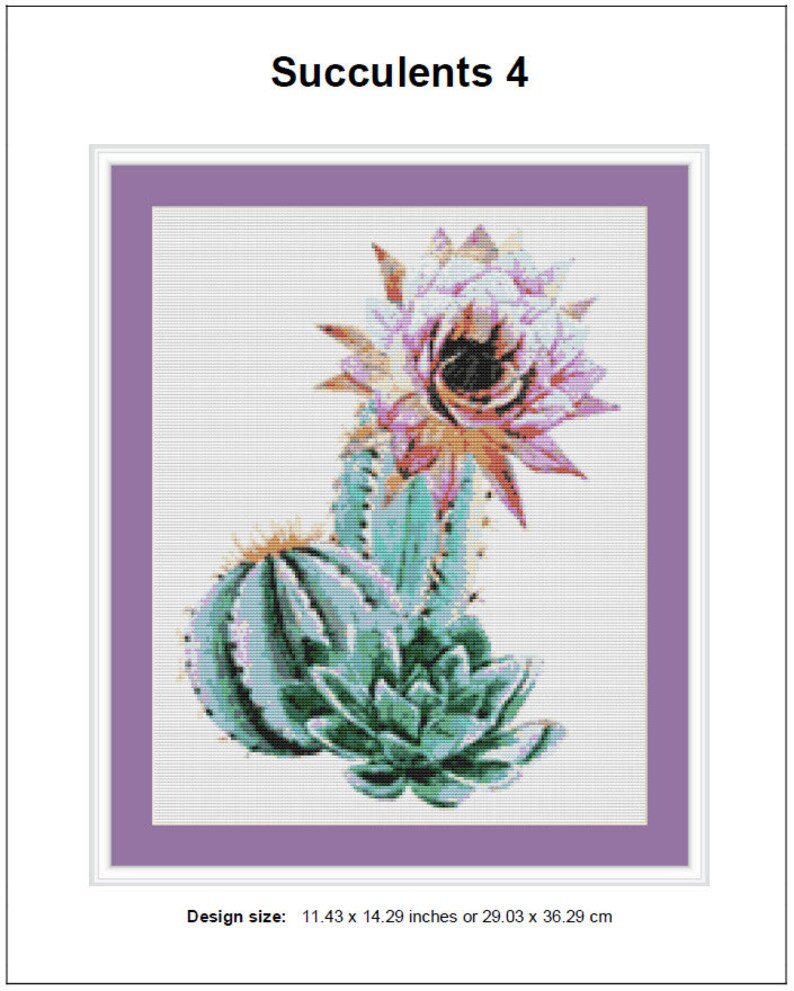 Succulents Cross Stitch Pattern 4 Instant PDF Download - Succulents ...