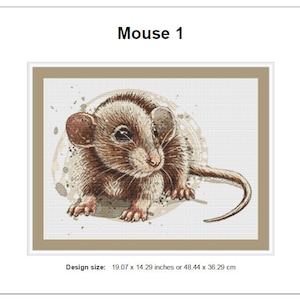 Mouse Cross Stitch Pattern 1 Instant PDF Download - Rat Watercolor ...