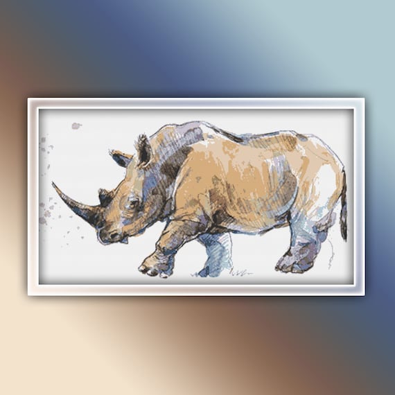 Rhino Cross Stitch Pattern 6 Instant PDF Download Rhinoceros | Etsy