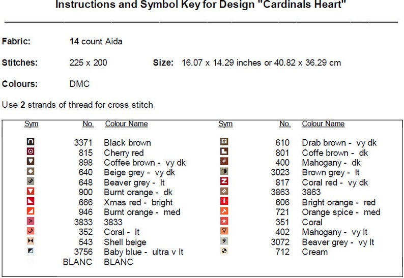 Cardinals Heart Cross Stitch Pattern 1 Instant PDF Download - Etsy
