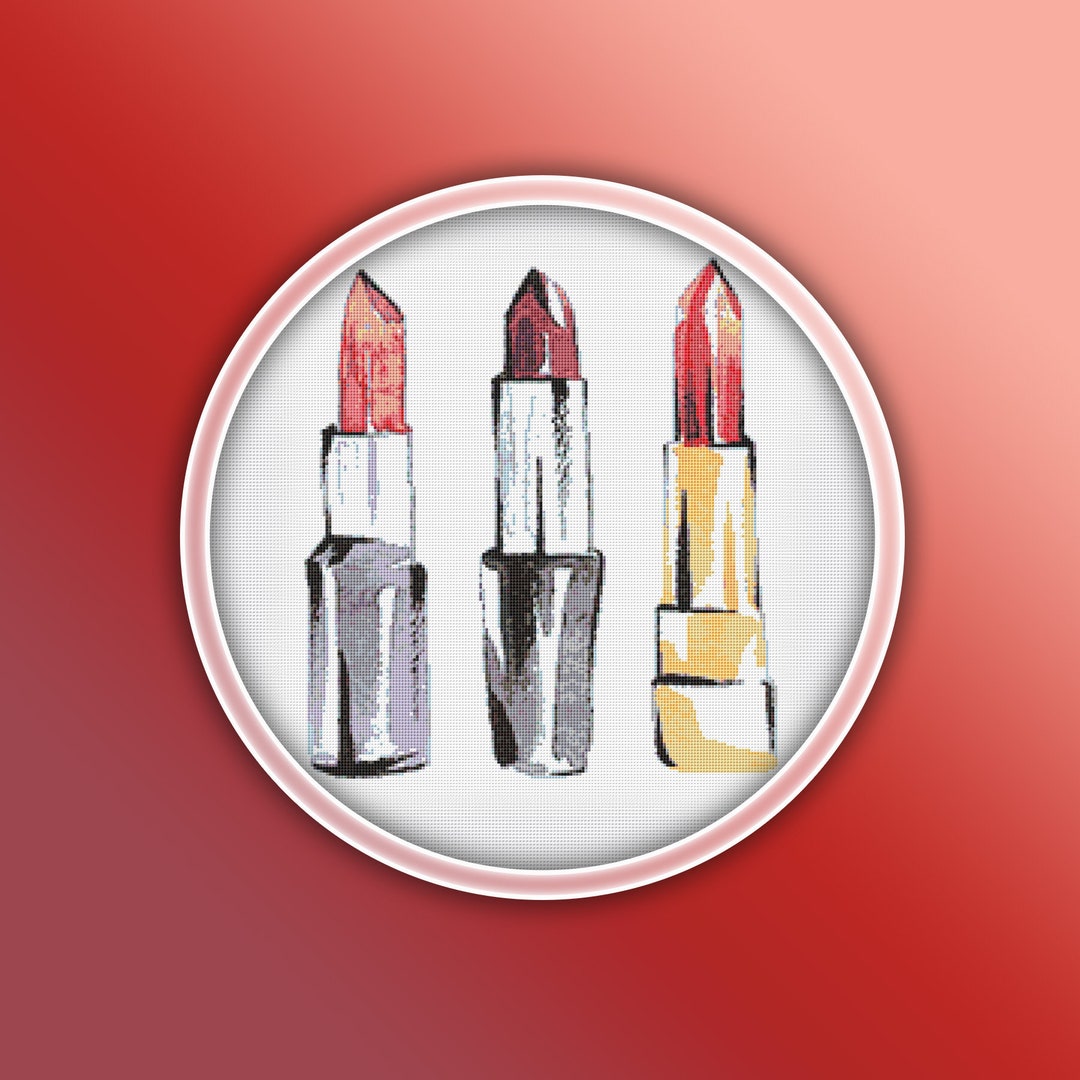 Lipsticks Cross Stitch Pattern 1 Instant PDF Download - Makeup ...