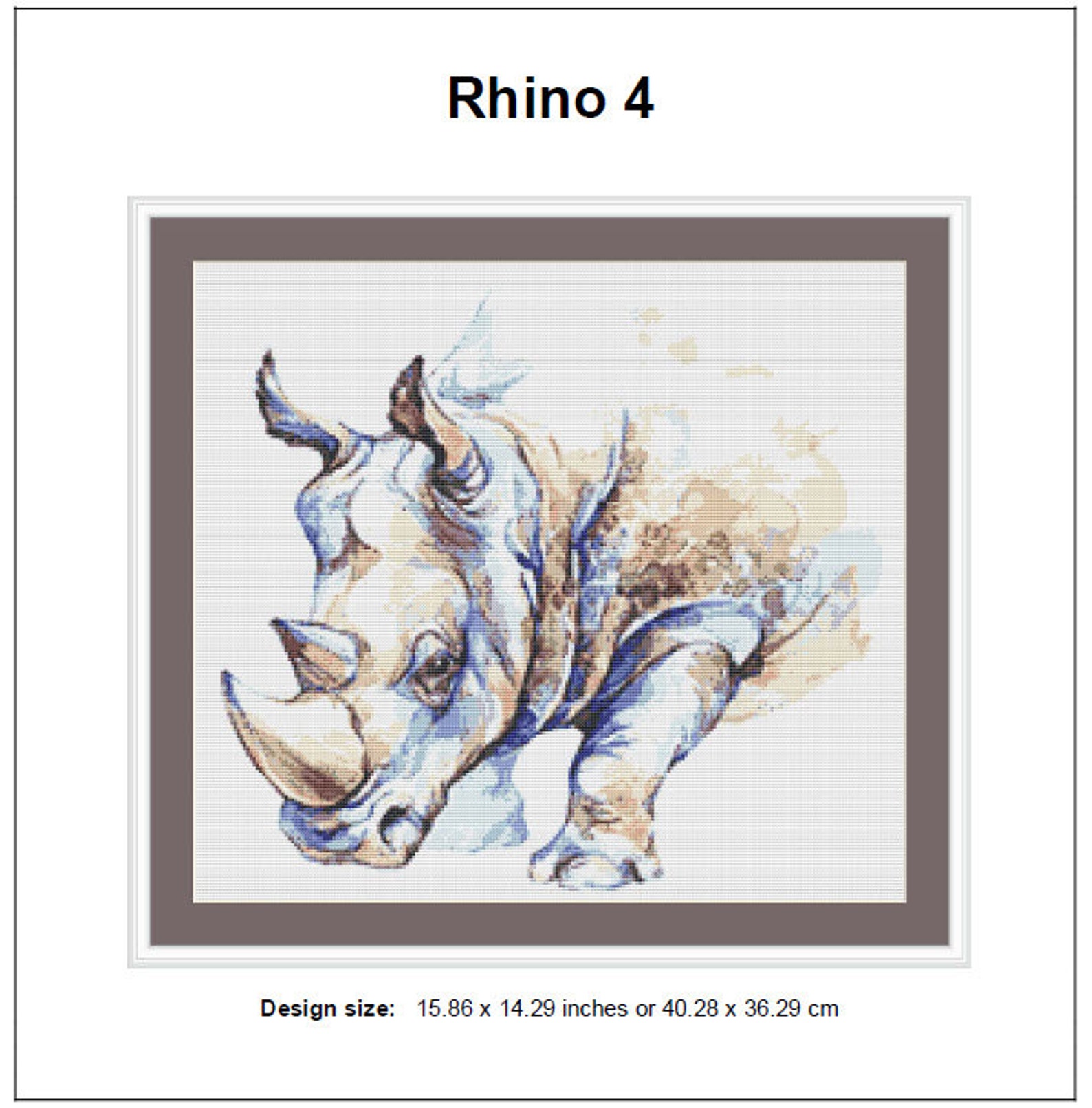 Rhino Cross Stitch Pattern 4 Instant PDF Download - Rhinoceros ...