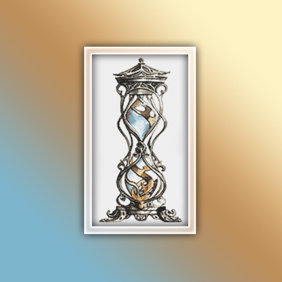 Hourglass Cross Stitch Pattern 5 Instant PDF Download - Hourglass Watercolor Cross Stitch ...