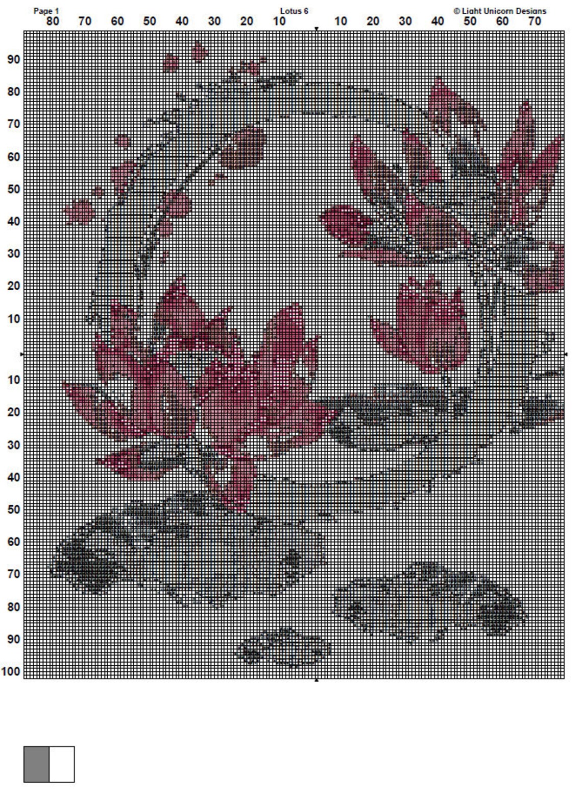 Lotus Cross Stitch Pattern 6 Instant PDF Download - Japanese Lotus in ...