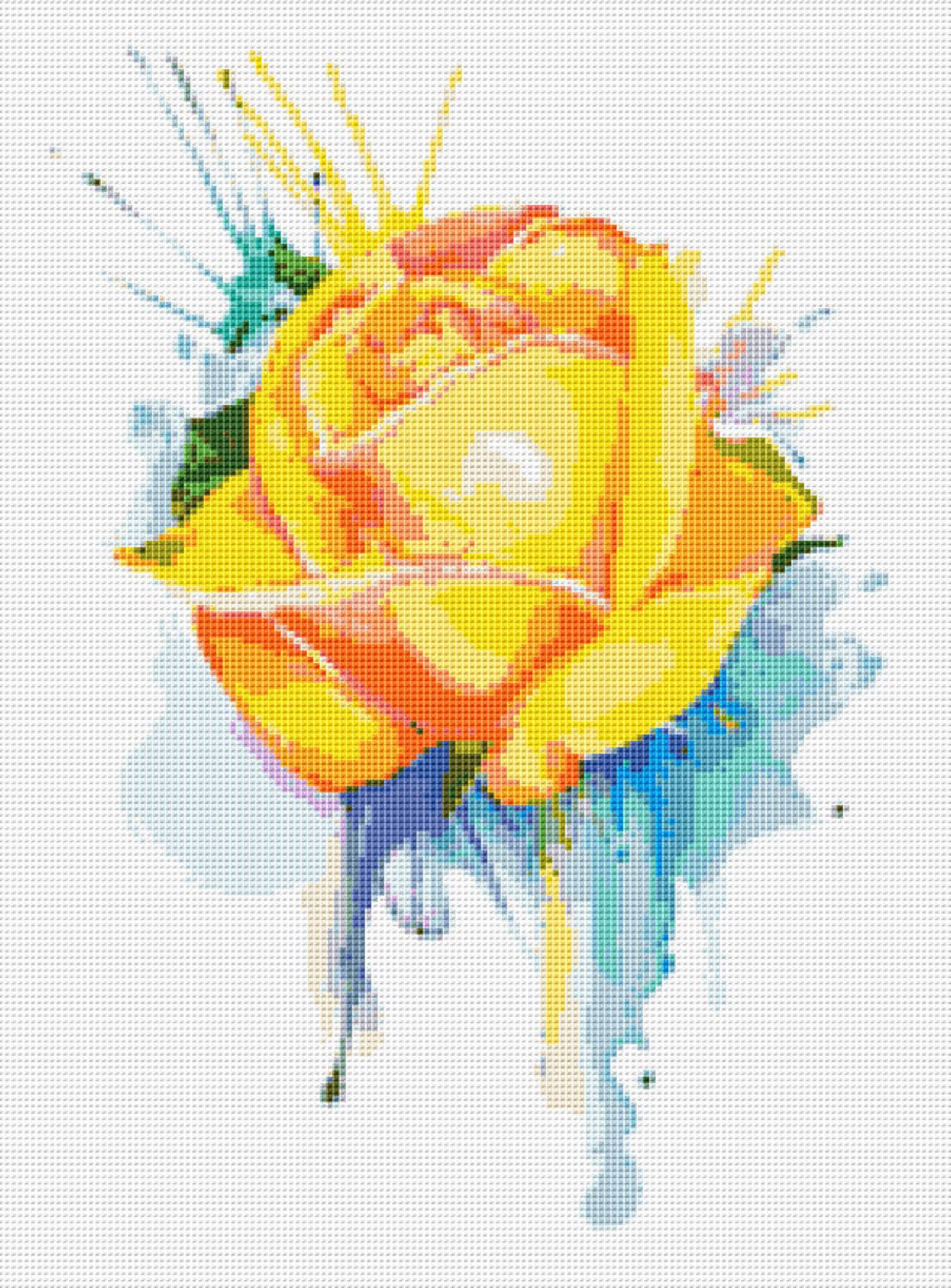 Yellow Rose Cross Stitch Pattern 1 Instant PDF Download Rose | Etsy