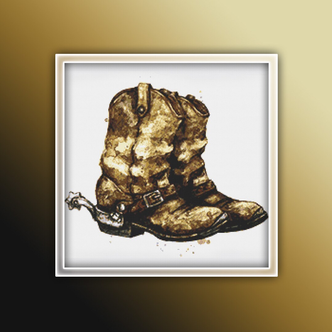 Cowboy Boots Cross Stitch Pattern Instant PDF Download - Sheriff Shoes ...