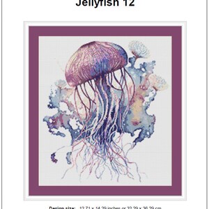 Jellyfish Cross Stitch Pattern 12 Instant PDF Download - Sea Jellies ...