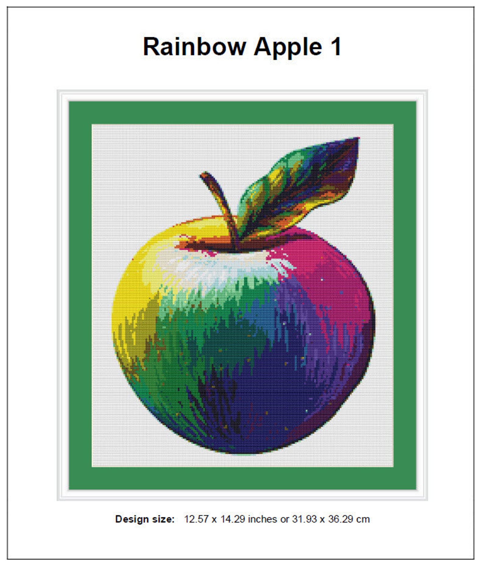 Rainbow Apple Cross Stitch Pattern 1 Instant PDF Download - Apple ...