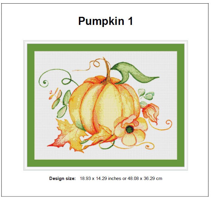 Pumpkin Cross Stitch Pattern 1 Instant PDF Download - Autumn Watercolor ...