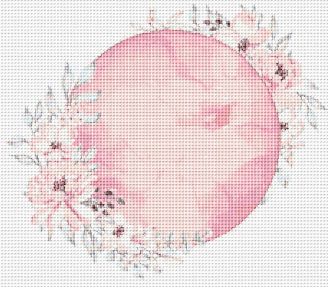 Pink Moon Cross Stitch Pattern Instant PDF Download Moon | Etsy