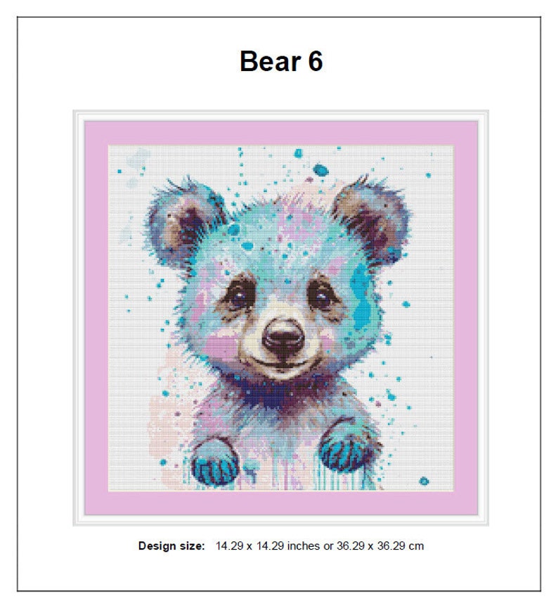 Bear Cross Stitch Pattern 6 Instant PDF Download - Bear Watercolor ...