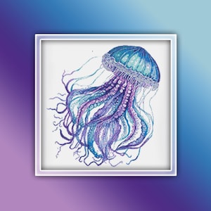 Jellyfish Cross Stitch Pattern 1 Instant PDF Download Sea - Etsy