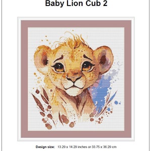 Baby Lion Cub Cross Stitch Pattern 2 Instant PDF Download - Lion Cub ...