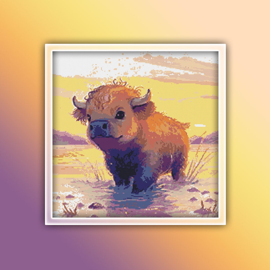 Buffalo Cross Stitch Pattern 2 Instant PDF Download - Watercolor Cross ...