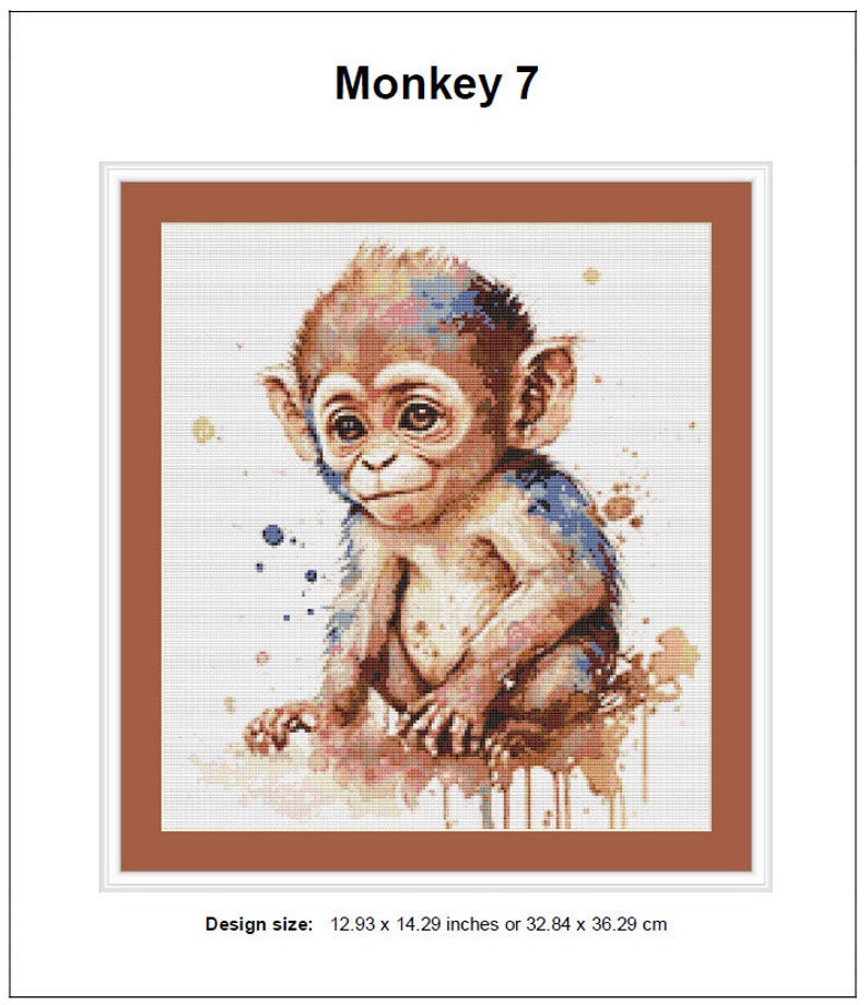 Monkey Cross Stitch Pattern 7 Instant PDF Download Monkey - Etsy
