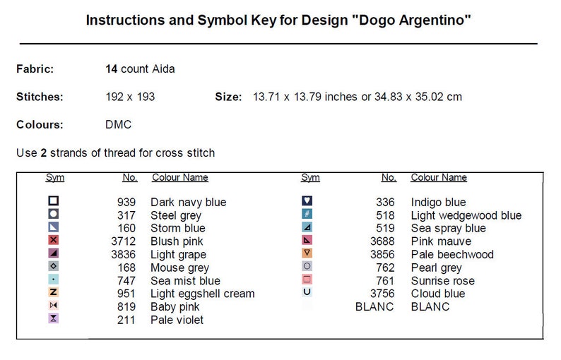 Dogo Argentino Cross Stitch Pattern Instant PDF Download - Mastiff Dog ...