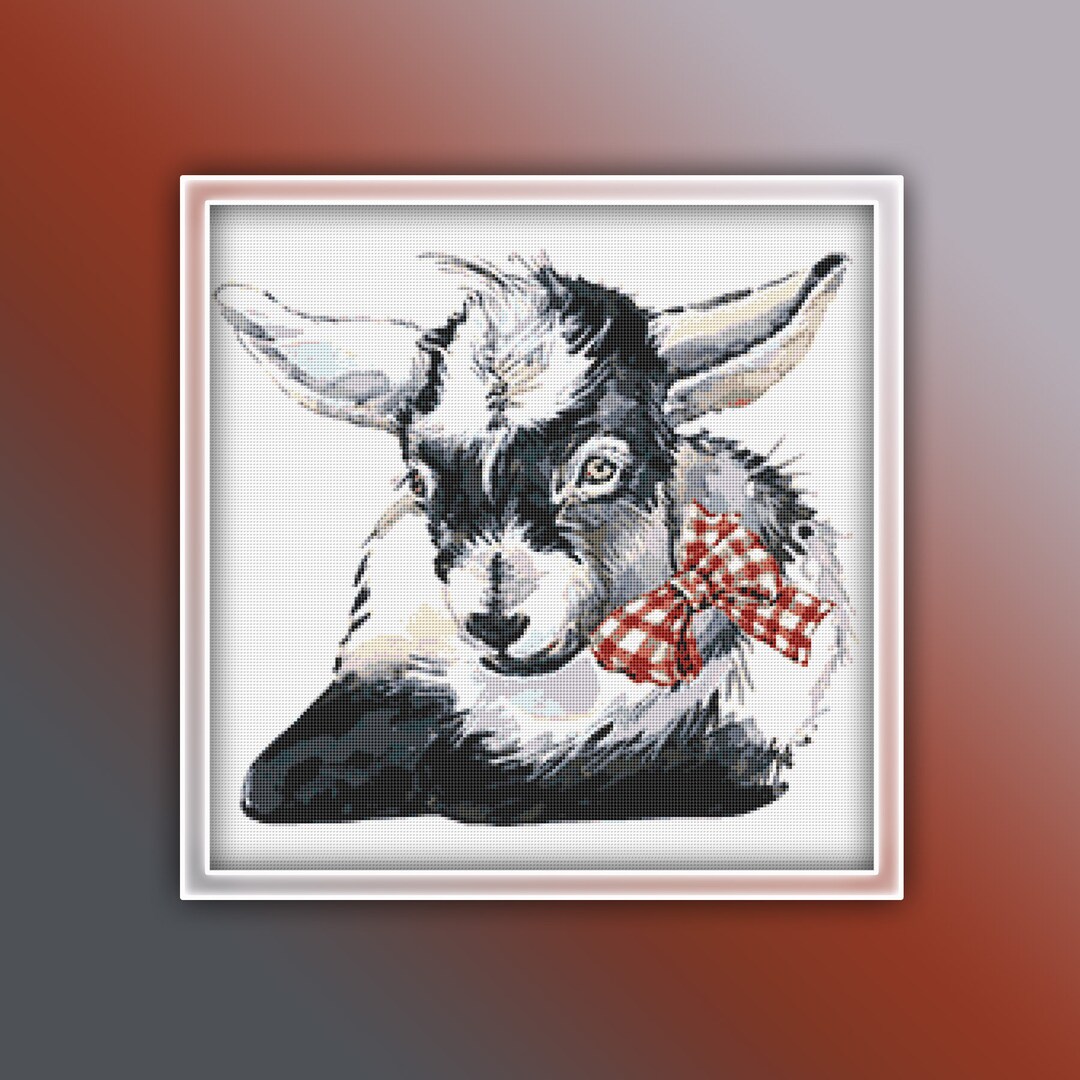 Baby Goat Cross Stitch Pattern 1 Instant PDF Download - Ram Watercolor ...