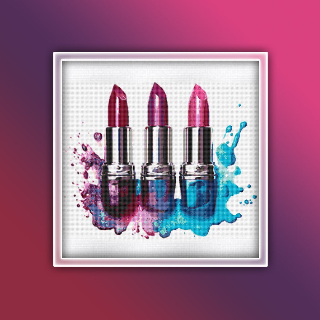 Lipstick Cross Stitch Pattern 3 Instant PDF Download - Makeup ...